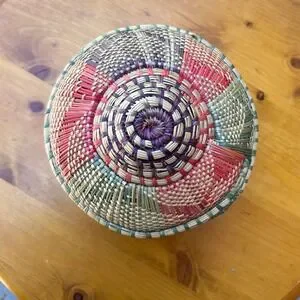 Accents | Vintage Ethiopian Coiled Basket Handwoven Small Multicolor ...